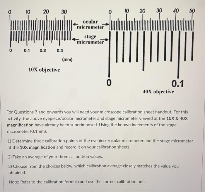 Solved 10 20 30 0 10 20 30 40 50 und ocular micrometer stage | Chegg.com