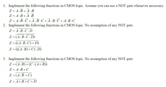 Solved 1. Implement the following functions in CMOS logic. | Chegg.com