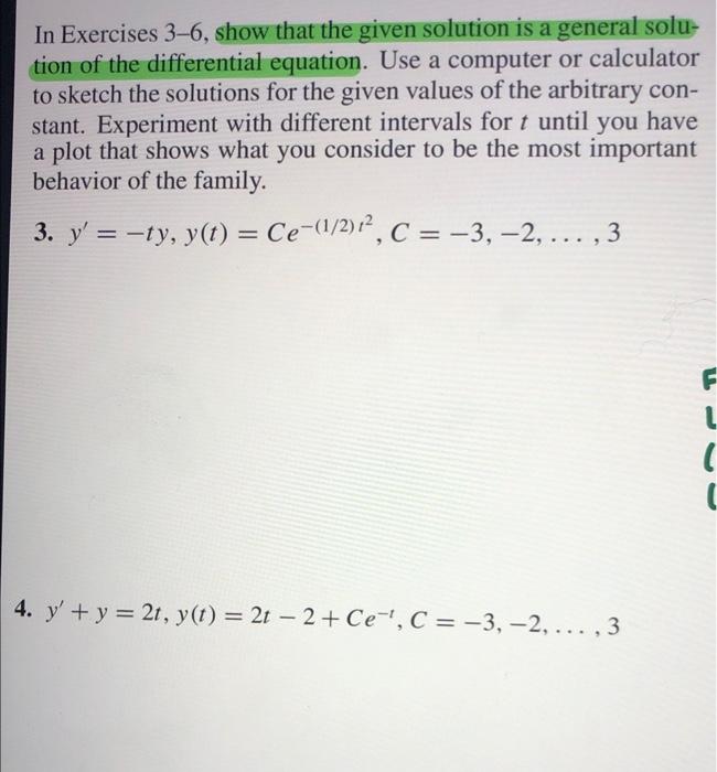 Solved In Exercises 3-6, show that the given solution is a | Chegg.com