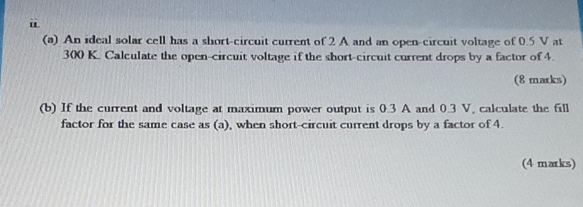 Solved ) An ideal solar cell has a short-circuit current of | Chegg.com