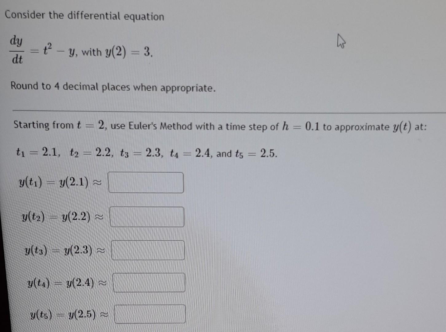 Solved Consider the differential equation ♡ dy dt +- y, with | Chegg.com