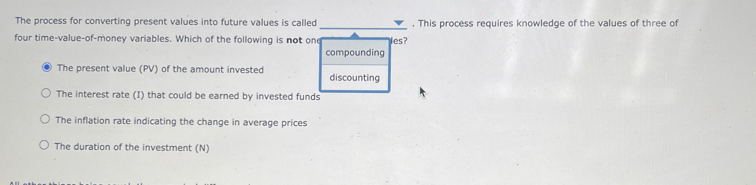 Solved The process for converting present values into future | Chegg.com