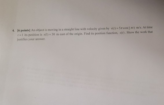 Solved 4. 16 pointsAn object is moving in a straight line | Chegg.com