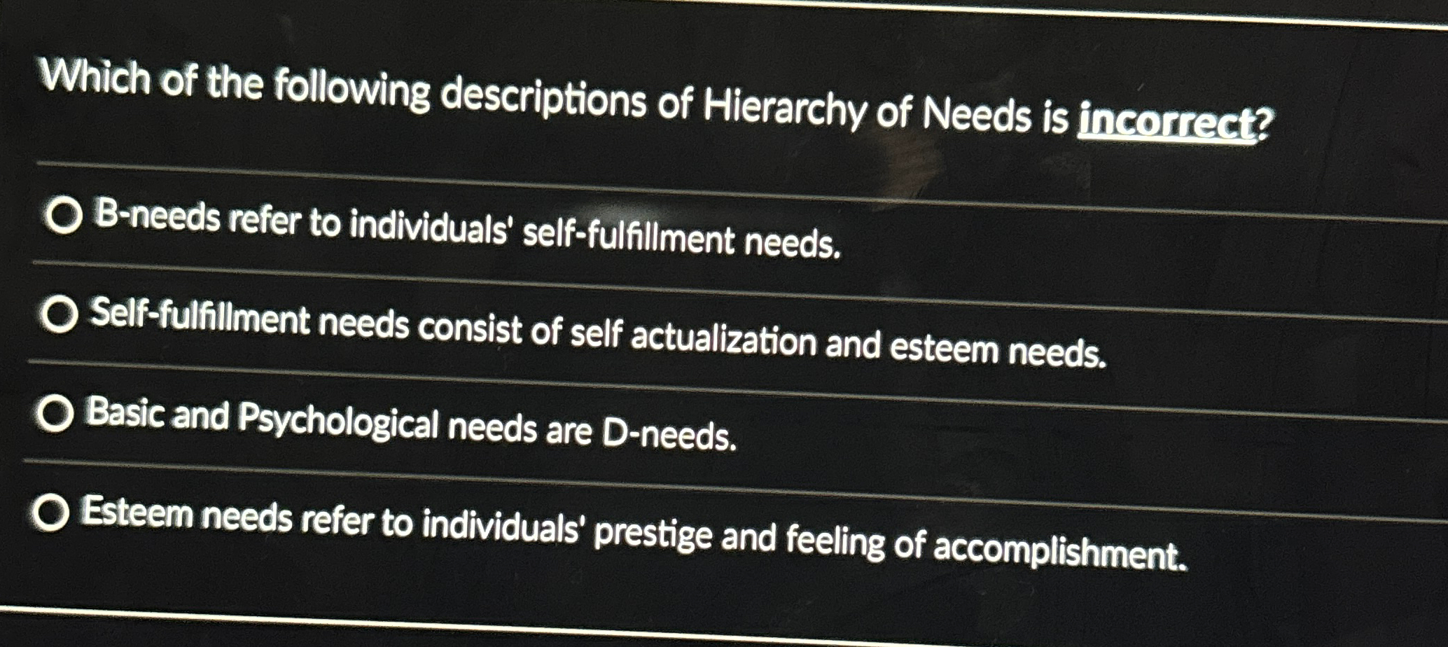 Solved Which of the following descriptions of Hierarchy of | Chegg.com