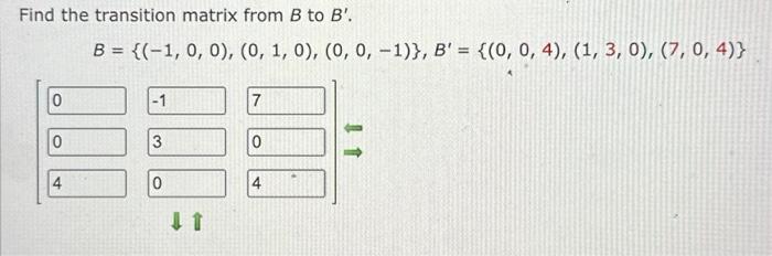 Solved Find the transition matrix from B to B′. | Chegg.com