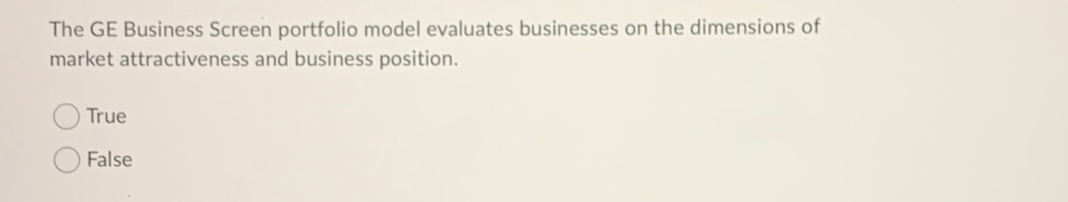 Solved The GE Business Screen portfolio model evaluates | Chegg.com