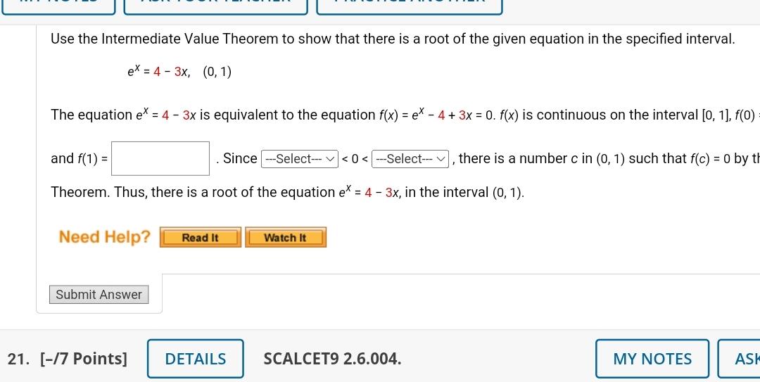 Solved Use the Intermediate Value Theorem to show that there | Chegg.com