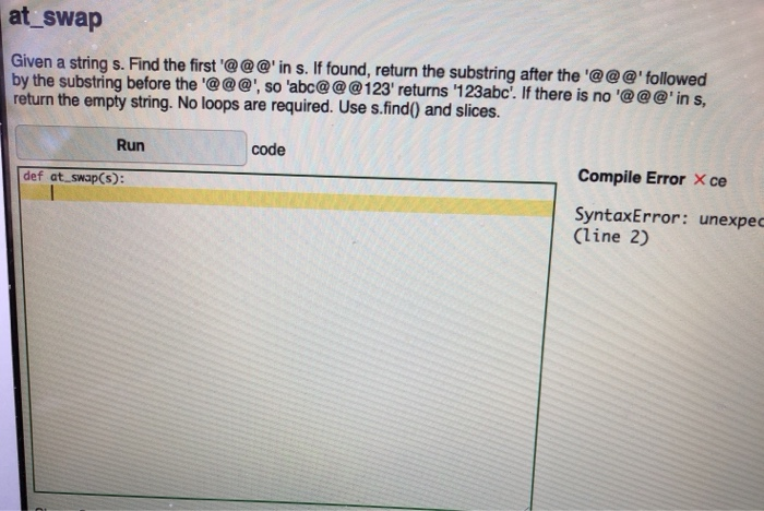Solved at_swap Given a string s. Find the first '@@@' in s. | Chegg.com