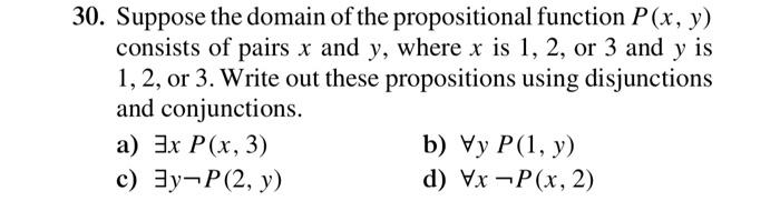 Solved 30. Suppose the domain of the propositional function | Chegg.com