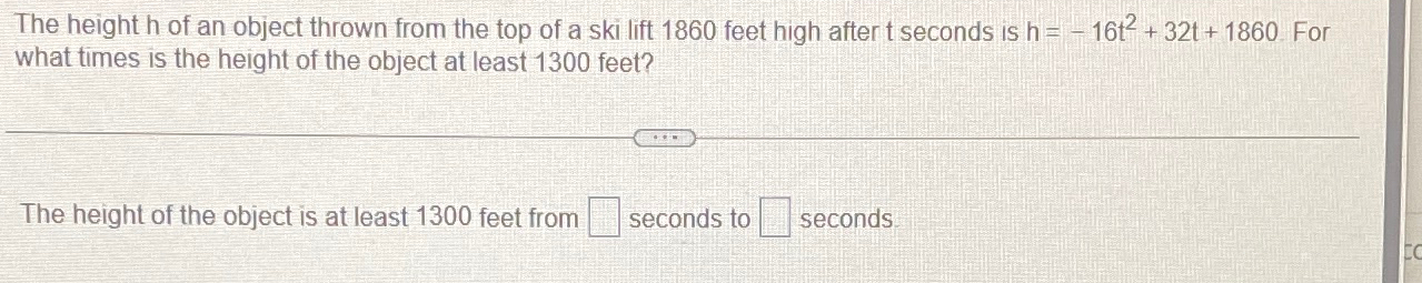 Solved The height h ﻿of an object thrown from the top of a | Chegg.com