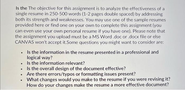 Is the The objective for this assignment is to | Chegg.com