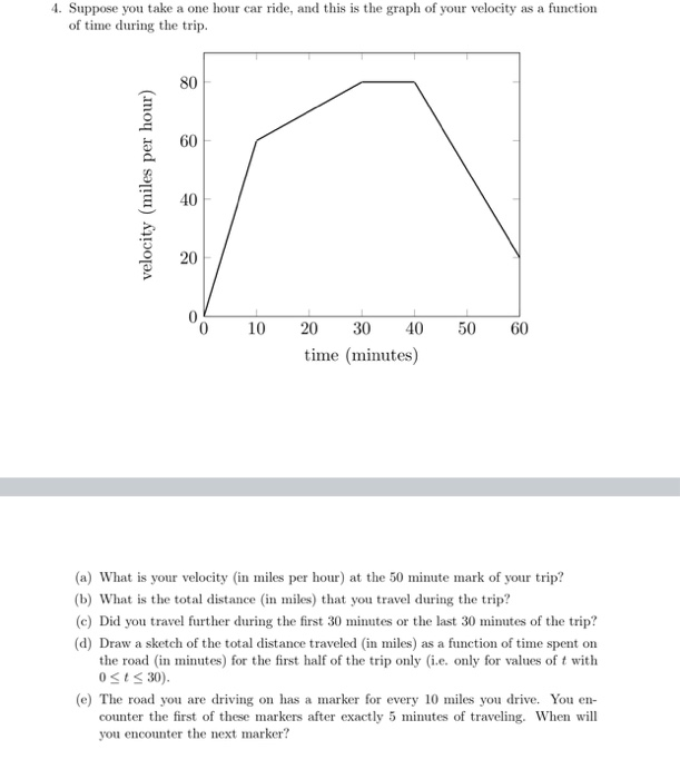 Solved 4. Suppose you take a one hour car ride, and this is | Chegg.com