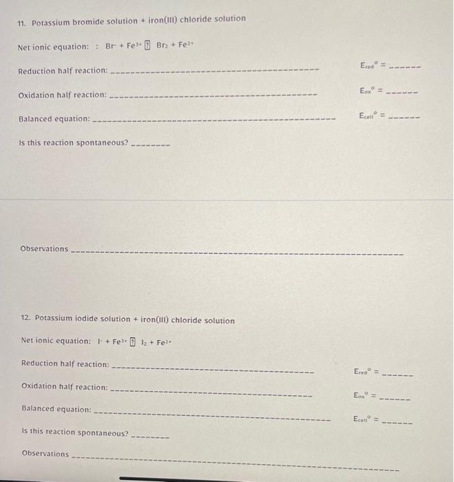 Solved 8. Potassium iodide solution + potassium iodate | Chegg.com