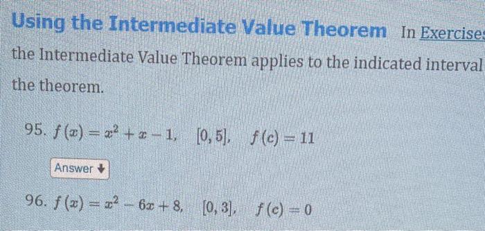Solved Using the Intermediate Value Theorem In Exercises the | Chegg.com