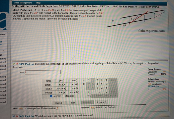 Solved Class Management Help 5. Magnetic Forces and Fields | Chegg.com