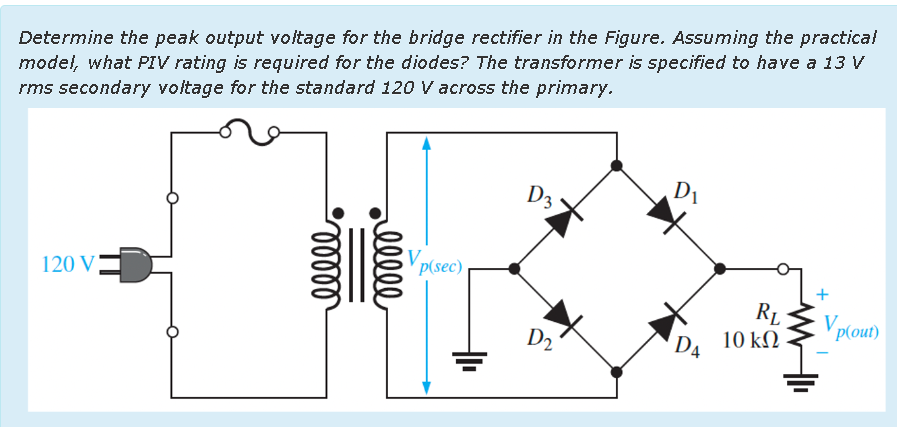 Solved Determine the peak output voltage for the bridge | Chegg.com