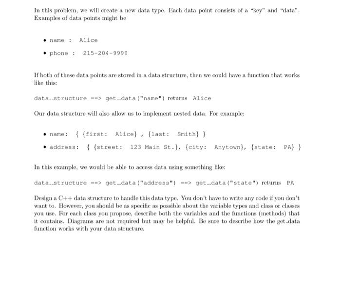 In this problem, we will create a new data type. Each | Chegg.com