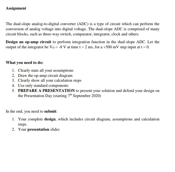 Solved Assignment The dual-slope analog-to-digital converter | Chegg.com