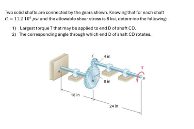 Two solid shafts are connected by the gears shown. | Chegg.com
