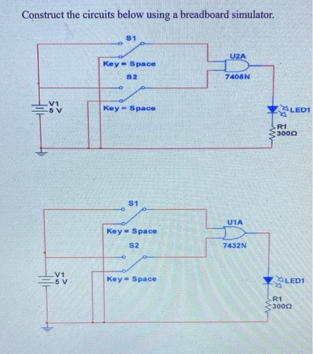 Solved Construct the circuits below using a breadboard | Chegg.com
