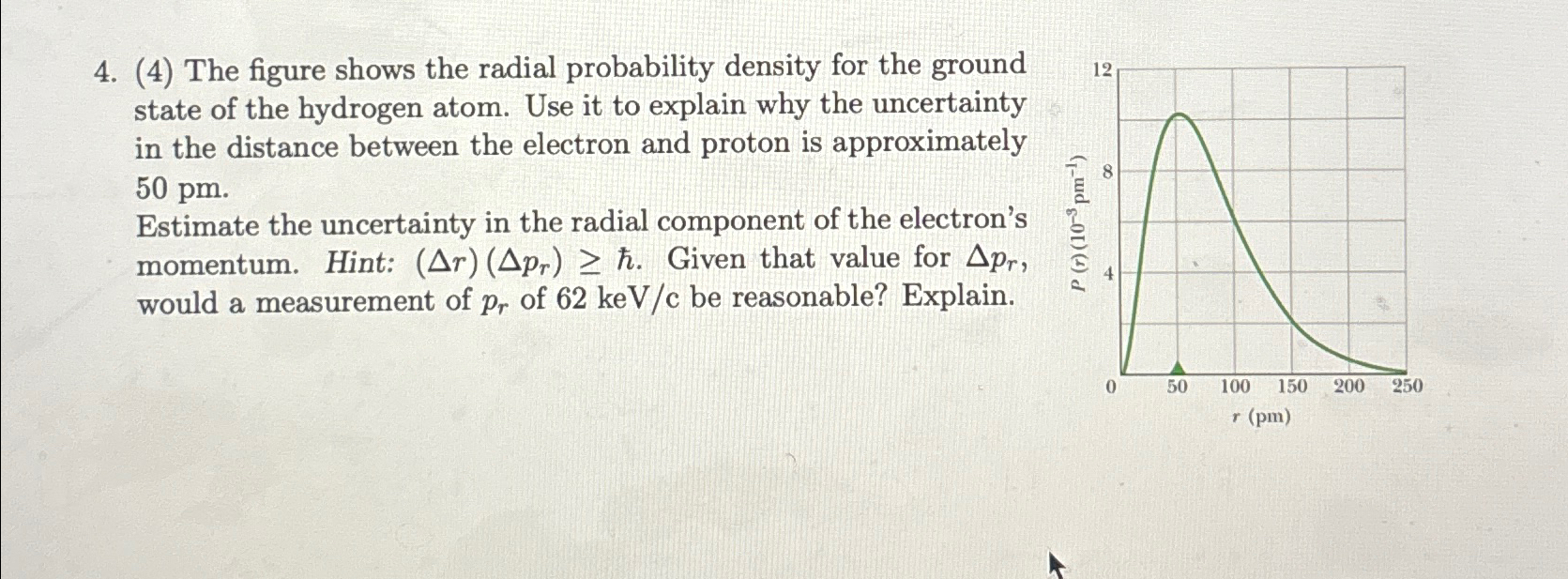 Solved (4) ﻿The figure shows the radial probability density | Chegg.com