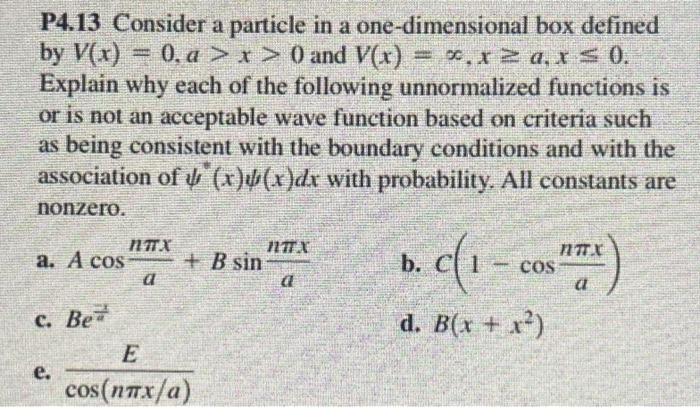 Solved P4.13 Consider a particle in a one-dimensional box | Chegg.com