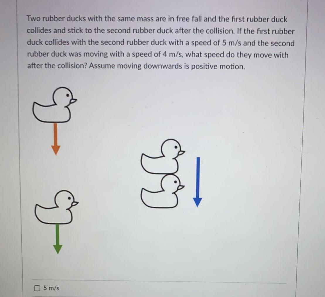 Solved Two rubber ducks with the same mass are in free fall | Chegg.com