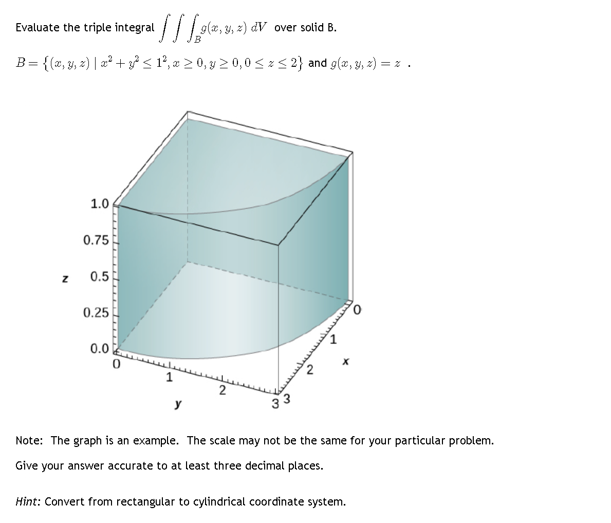 Solved Evaluate the triple integral ∭Bg(x,y,z)dV ﻿over solid | Chegg.com