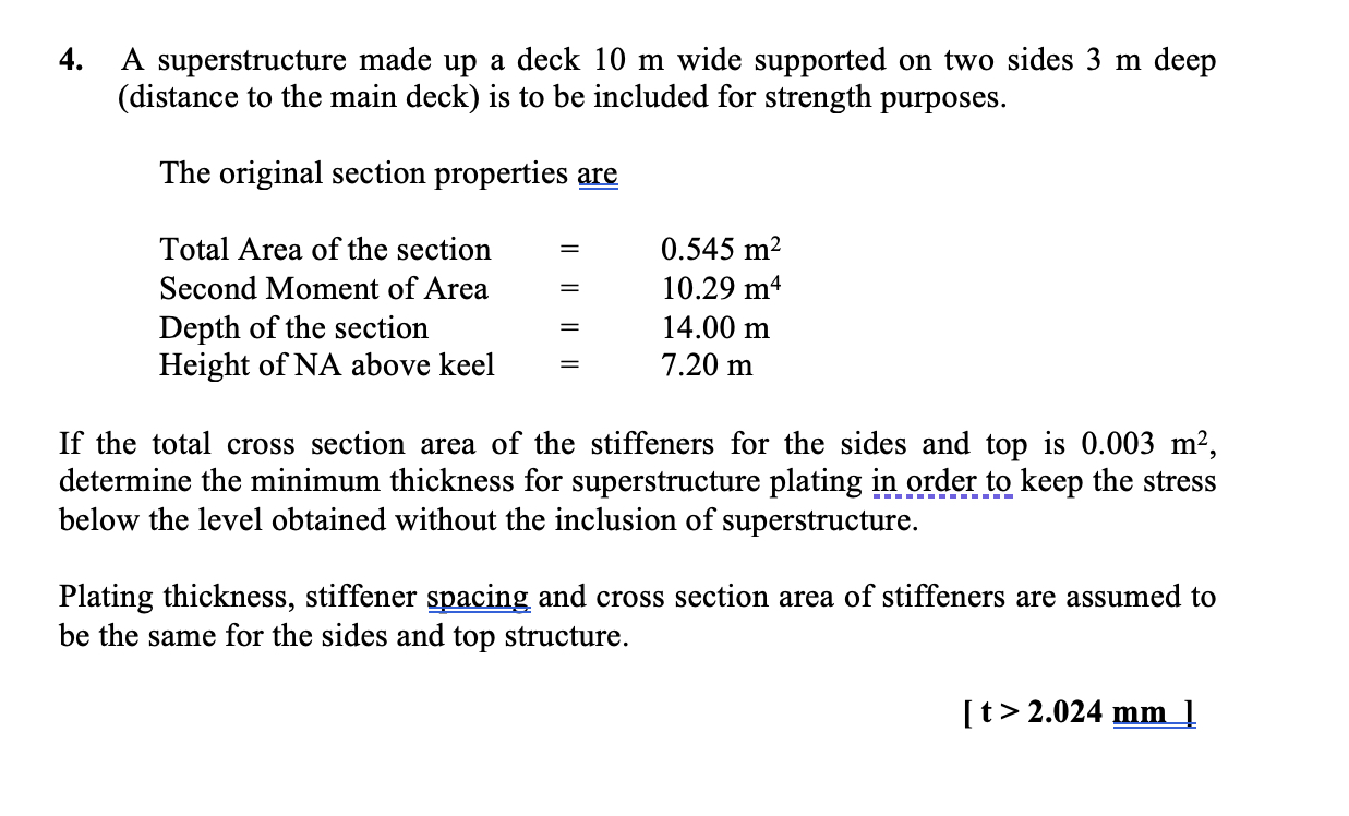 Solved A superstructure made up a deck 10m ﻿wide supported | Chegg.com
