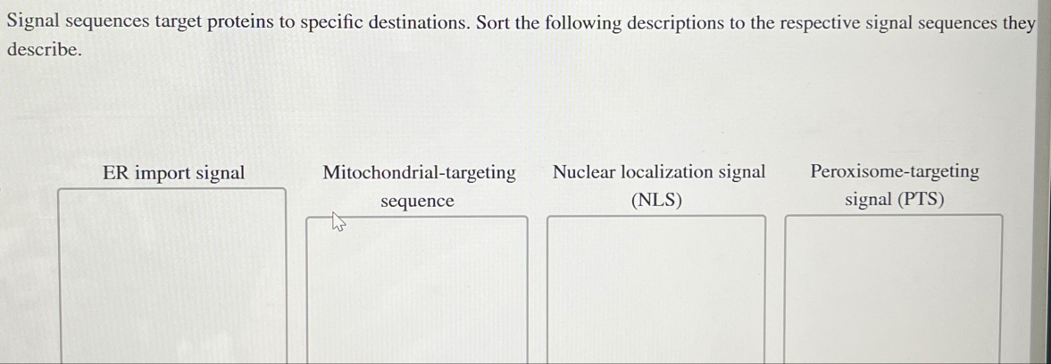 Solved Signal sequences target proteins to specific | Chegg.com