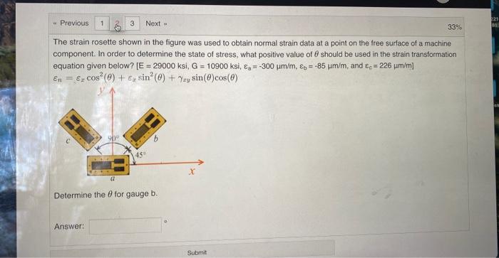 Solved The strain rosette shown in the figure was used to | Chegg.com