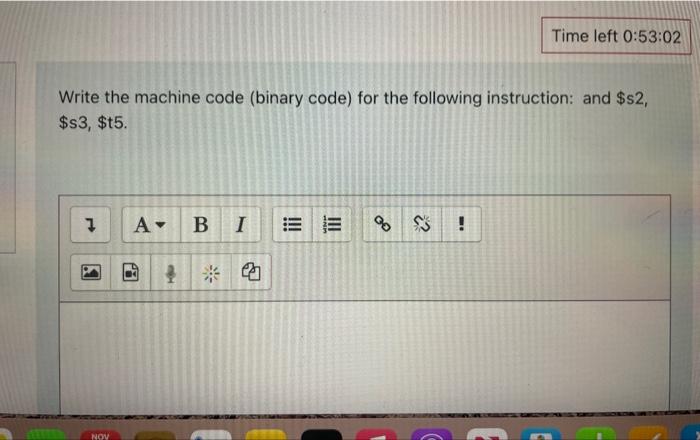 Solved Write The Machine Code Binary Code For The 