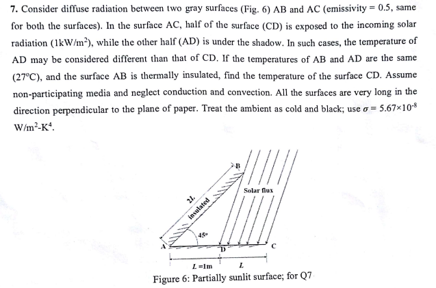 Solved Consider diffuse radiation between two gray surfaces | Chegg.com