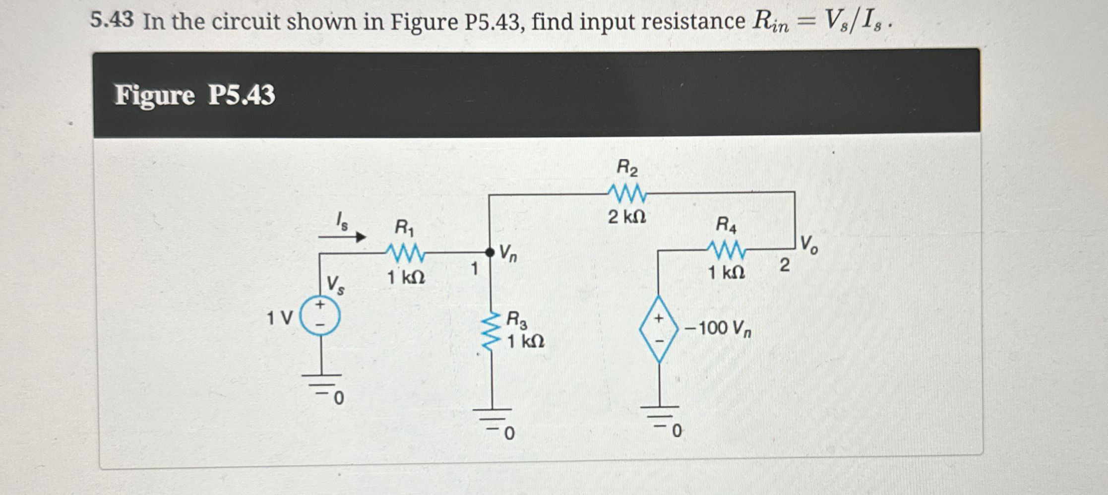 Solved 5.43 ﻿In the circuit shown in Figure P5.43, ﻿find | Chegg.com