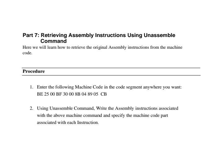 Solved Part 7: Retrieving Assembly Instructions Using | Chegg.com