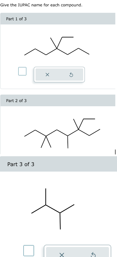 Solved Give the IUPAC name for each compound.Part 1 ﻿of | Chegg.com