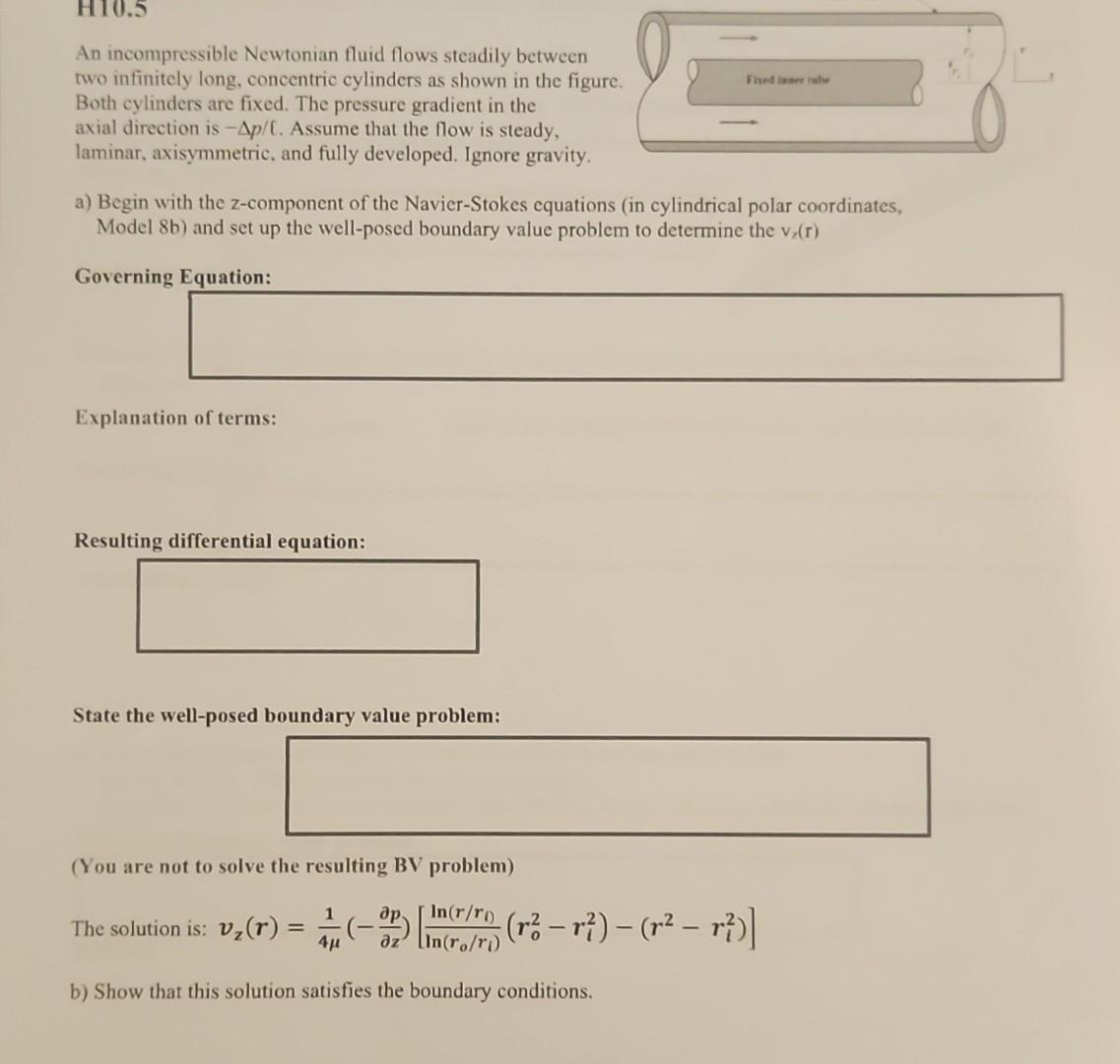Solved a) Begin with the z-component of the Navier-Stokes | Chegg.com