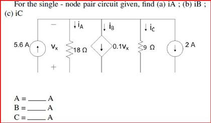 Solved For the single - node pair circuit given, find iA; | Chegg.com