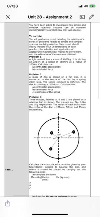 Solved 07:33 X Task 1 4G Unit 28 - Assignment 2 You have | Chegg.com