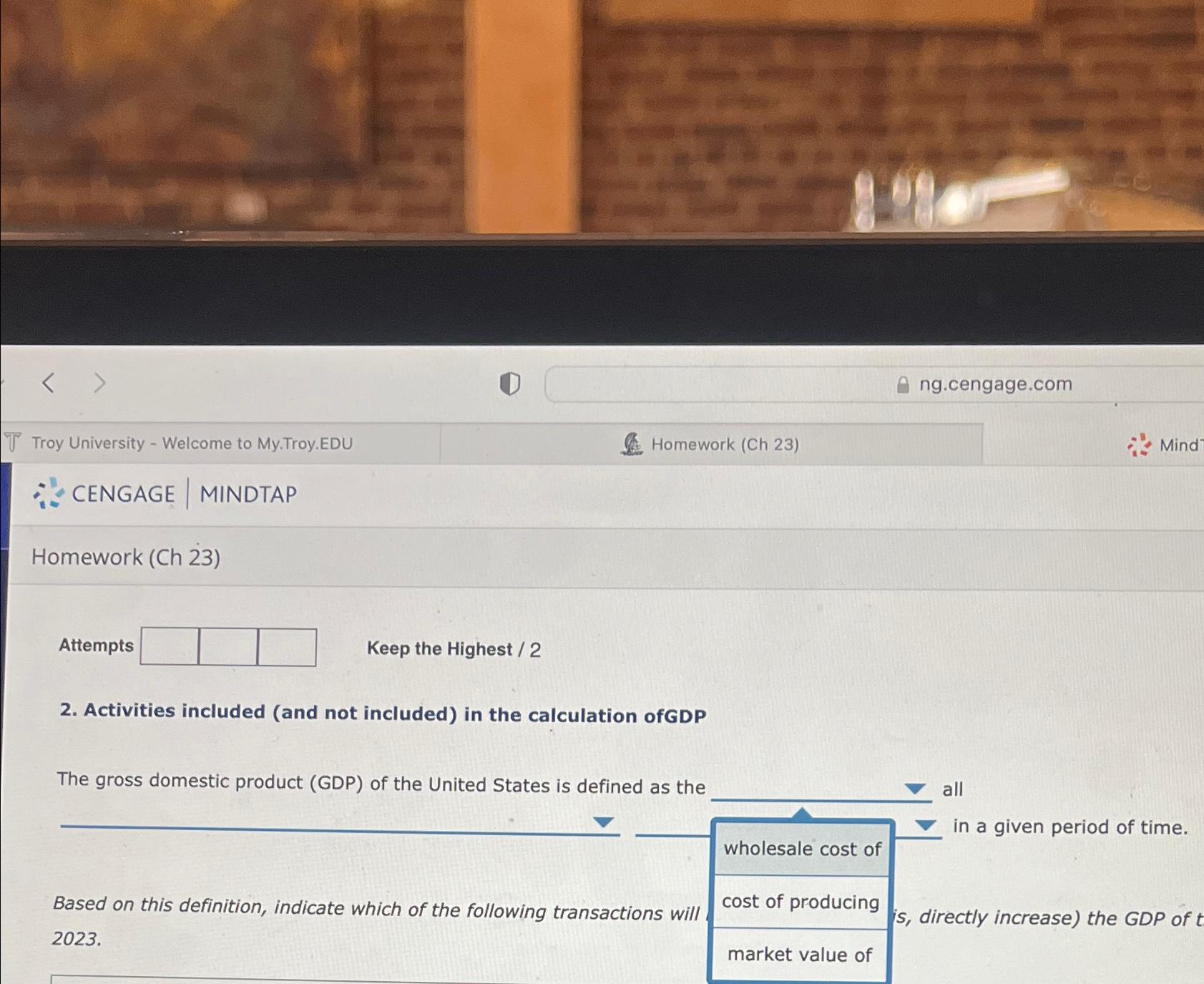 Solved University - ﻿Welcome to My.Troy.EDUHomework (Ch | Chegg.com
