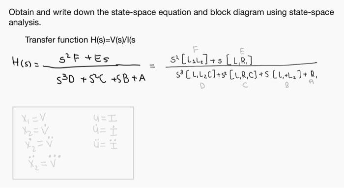 Solved Obtain and write down the state-space equation and | Chegg.com