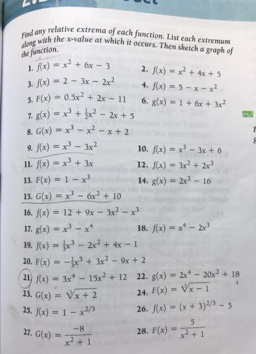 Solved Find any relative extrema of each function. List each | Chegg.com