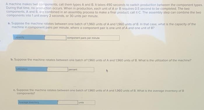 Solved A machine makes two components; call them types A and | Chegg.com
