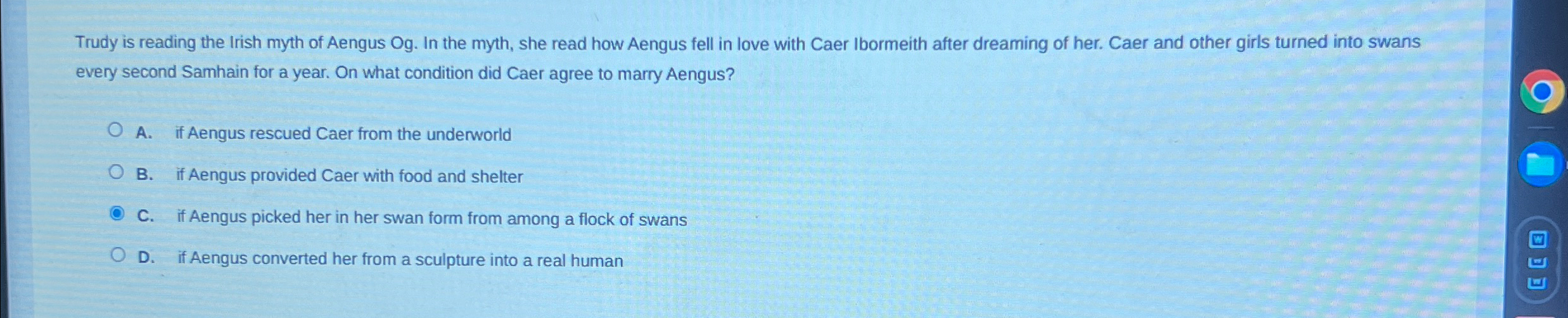 Solved Trudy is reading the Irish myth of Aengus Og. ﻿In the | Chegg.com