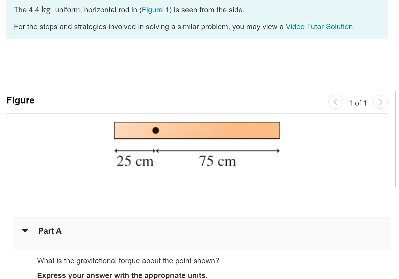 Solved The 4.4kg, ﻿uniform, horizontal rod in (Figure 1) ﻿is | Chegg.com