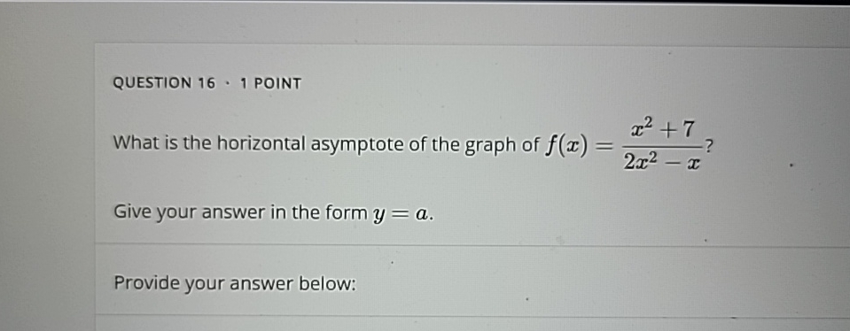 Solved QUESTION 16 - 1 ﻿POINTWhat is the horizontal | Chegg.com