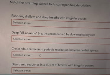 Solved Match the breathing pattern to its corresponding | Chegg.com