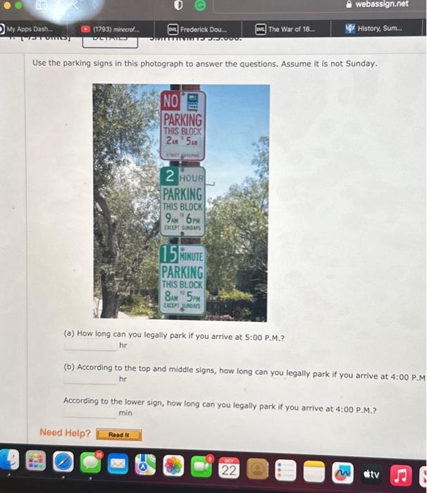 Solved Use the parking signs in this photograph to answer | Chegg.com