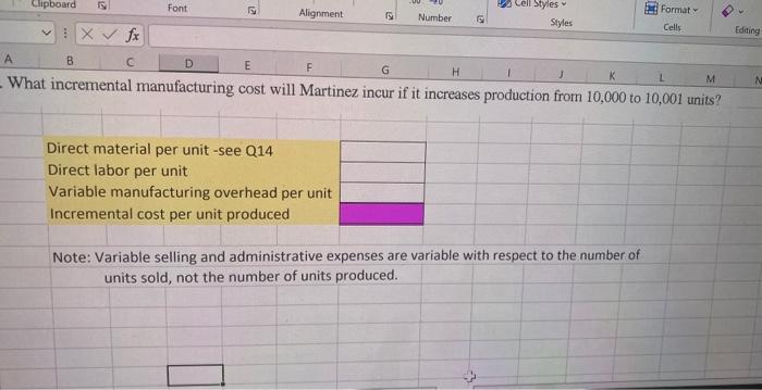 Solved Martinez Company's relevant range of production is | Chegg.com