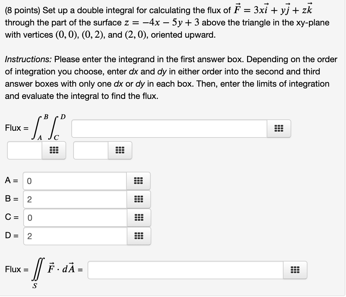 Solved (8 ﻿points) ﻿Set up a double integral for calculating | Chegg.com
